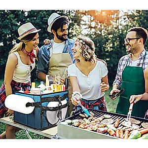 Large Grill and Picnic Caddy, Equipped with Paper Towel Holder, Condiments, Barbecue Utensils, Plate, Easy Carry Griddle Caddy, Must Haves for Outdoors Tailgating Accessories, Camper, Travel, Car, RV