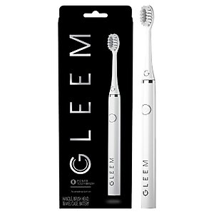 Gleem Battery Power Electric Toothbrush with Travel Case, Soft Bristles, White