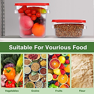 2 Pcs Food Storage Container with Lids Set - 2qt and 4qt Square Clear Food Container with Scales Handles, Commercial Food Storage for Home Kitchen Restaurant Food Storage, Dough Marinating Meat (Red)