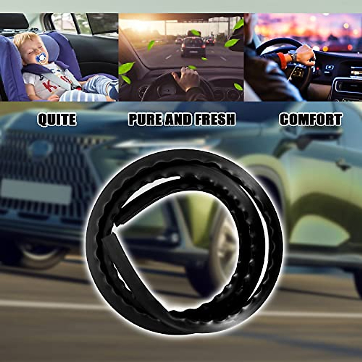 Msyuusr Car Rubber Dashboard Trim Seal Strip, 6.6Ft Universal Windshield Slit Dustproof Sound Insulation Guard Strip for Cars, Trucks, Boats (Black)