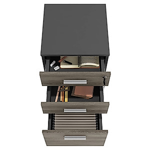 Lazio File Cabinet with Lock - Filing Cabinet for Home and Office - 3 Drawer Small Rolling File Cabinet -Wood Printer Stand with Storage for A4 Size/Legal Documents, File Folders (SLATE GRAY/Black)