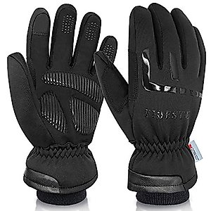 FIDESTE -40℉ Waterproof Winter Thermal Gloves - 3M Thinsulate Windproof Touch Screen Warm Gloves - for Driving Motorcycle,Cycling,Running,Outdoor Sports - for Women and Men - Black (M)