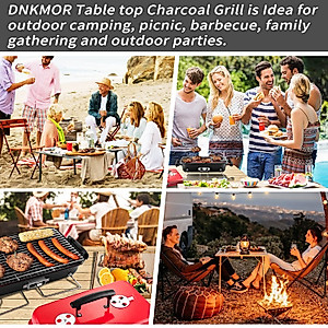 Portable Charcoal Grill, Tabletop Outdoor Barbecue Smoker, Small BBQ Grill for Outdoor Cooking Backyard Camping Picnics Beach by DNKMOR BLACK