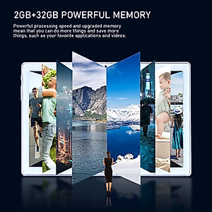 TABASTHER 10.1 inch Android 10 Metal Ultra-Thin Flat Panel Dual SIM Card Slot 2.5D Flat Glass Touch Screen 2GB RAM 32GB ROM 3G Phablet Built-in Bluetooth WiFi GPS Tablet with (Silver)