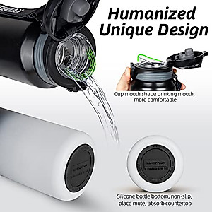 Enlightcode Insulated Water Bottle, 32 oz Water Bottle Vacuum Leak Proof BPA-Free Keep Cold and Hot Thermos Flask for Kids School Gym Hiking Camping Travel, Metal Black/White