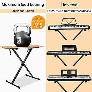 AODSK Single-X Keyboard Stand Adjustable Width & Height,Piano Stand with Locking Straps & Quick Release Mechanism-Adjust height in one second