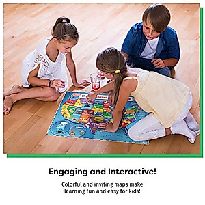 United States & World Map Poster for Kids - 2 Pc - 24 x 18 Inch Waterproof USA & Map of the World Poster - Kids US Maps for Wall Posters for Learning, Classroom, Education, Back to School Resources