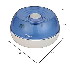 Crane Personal Ultrasonic Cool Mist Humidifier, for Home Bedroom Hotels Travel and Office, 0.2 Gallon, Filter Free, Blue and White