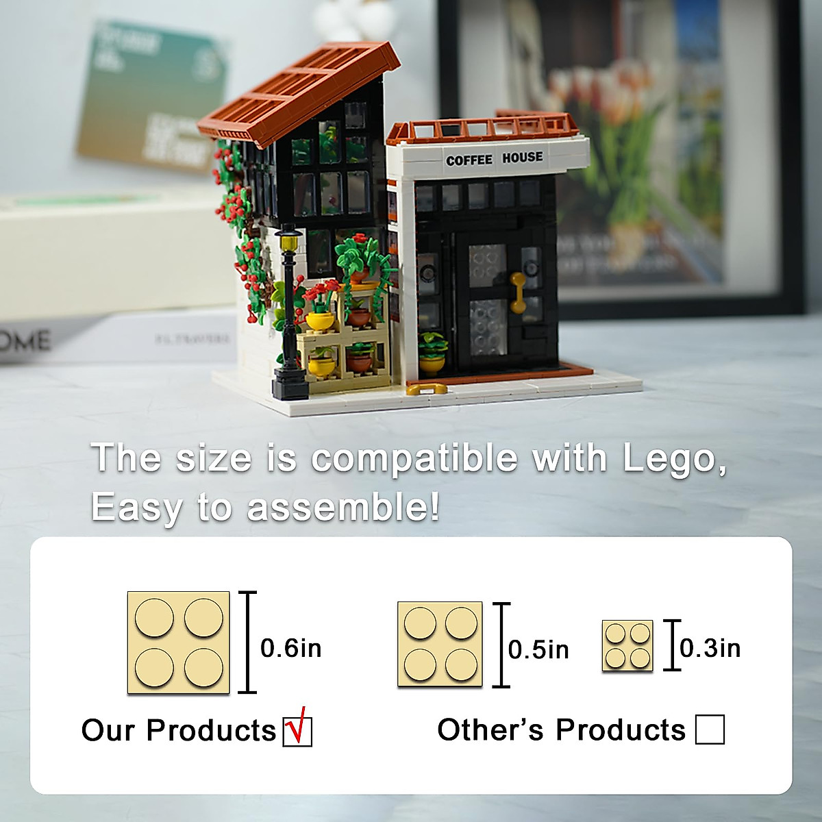 ENJBRICK Modular House Building Kit,Townhouse Building Blocks Model Set for Teens and Adults,Architecture Collectible Toy Building Set