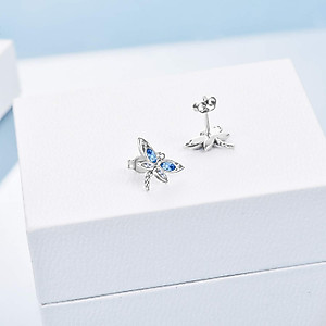 AOBOCO Dragonfly Gifts for Women 925 Sterling Silver Dragonfly Stud Earrings Jewelry with Austrian Crystal Birthday Christmas Mothers Day Gifts for Wife