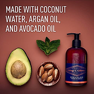 King C. Gillette Beard Wash, Mens Face Wash, 11 oz, Infused with Argan Oil and Avocado Oil to Cleanse Hair and Skin