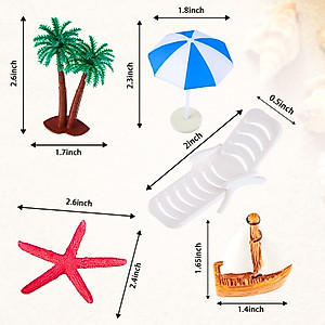 24 Pieces Cake Decoration Green Palm Tree Summer Beach Chair Umbrella cake toppers for hawaiian beach Theme Birthday Wedding Baby Shower Party Supplies