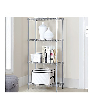 REGILLER 4-Tier Wire Shelving Unit Metal Storage Rack Adjustable Organizer Perfect for Pantry Laundry Bathroom Kitchen Closet Organization (Silver, 16.9L x 12W x 50H)