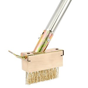 Cleaning Paving Joints,Cleaner Moss Remover Brush with Scraper Patio Weed Brush Head for Outdoor Weed Remover Tool Removable 2 in 1 Weed Remover Brush 4-Section Handle Crack Weeder (B)