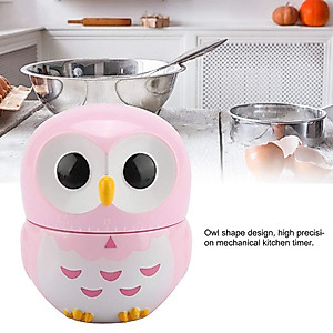 Manual Timer Cute Owl Shape Kitchen Manual Timer Mechanical Home Cooking Counters Clock(Pink)