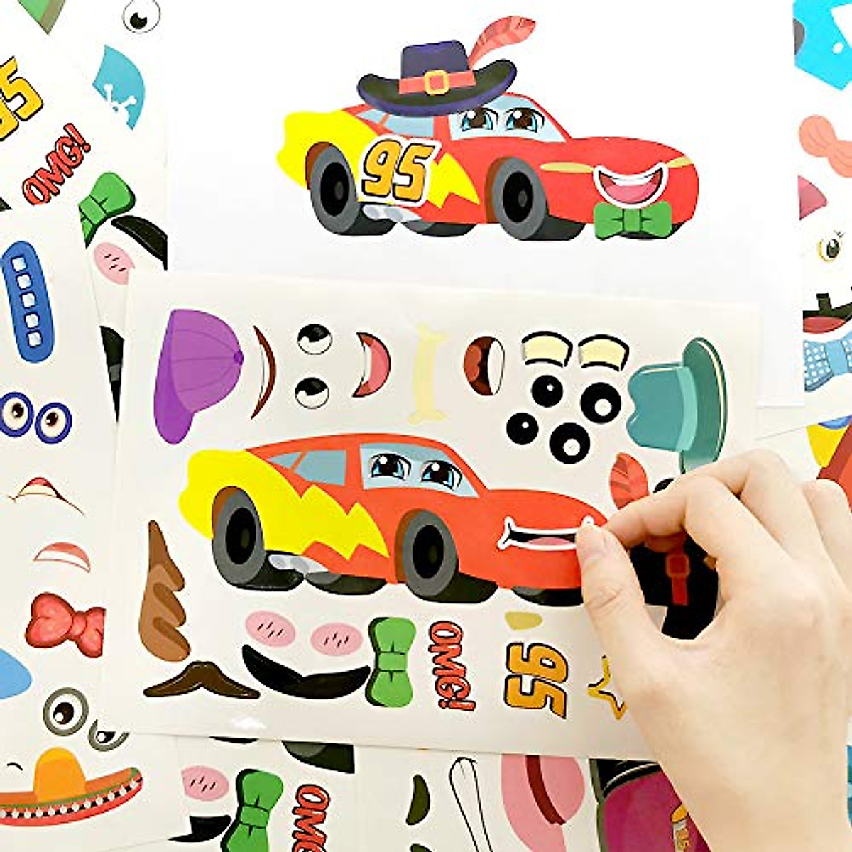 36 PCS Make a Face Stickers, Make Your own Stickers, Car and Airplane Sticker for Kids, Stickers as Gift of Festival, Reward, Birthday, Party Favor, Art Craft, Kids Party Favors