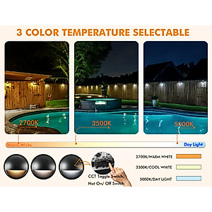 CLOUDY BAY [12 Pack] 3CCT Low Voltage LED Deck Lights Outdoor,2700K/3500K/5000K Selectable,Landscape Step Stair Railing Fence Light Wired,3W,12V-24V AC/DC Deck Lighting Fixtures