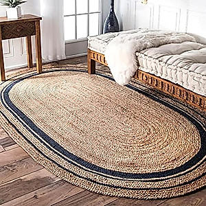 2x3, 3x4, 3x5, 4x6, 5x7, 5x8, 6x9, 8x10 Ft. Indian Hand Braided Rug/ Jute Ovel Rug/ Patio Rug/ Kitchen Rug/ Hallway Rug/ Entryway Rug/ Ovel Shape Double Border Rug (4x6 Ft Ovel Rug)