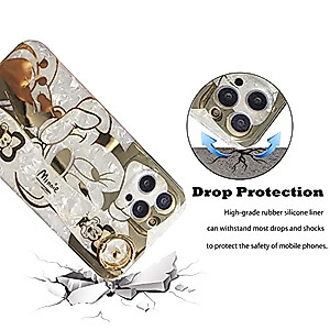 Hosiss Cartoon Case for iPhone 14 Pro Max 6.7" with HD Screen Protector, Minnie Mouse with Wrist Strap Kickstand Metal Chain Strap Soft TPU Shockproof Protective for Girls Women