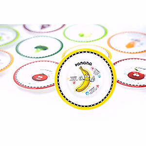 Healthy Kiddos Fruits & Vegetables Fun Plates For Kids 12 Pack | Educational, Non-Slip, Melamine & BPA Free, Eat Healthy Kids Nutrition Plate