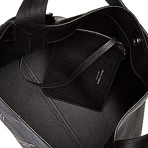 Emporio Armani Designer Leather Hobo Bag Embellished with EA Logo, Black