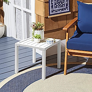 VredHom Outdoor Aluminum Side Table, Patio End Table Small Square Coffee Table for Backyard,Pool, Indoor, Easy Maintenance & Weather Resistant,White
