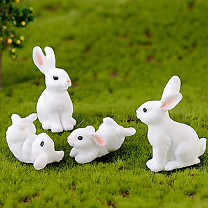 NUOBESTY 8pcs Rabbit Micro Landscape Bunny Decor Easter Bunny Mini Rabbit Figurine Bunny Cake Topper Mini Rabbit Toy Miniature Bunny Figures Fairy Toy Ornaments Rabbit Mini Cupcake White