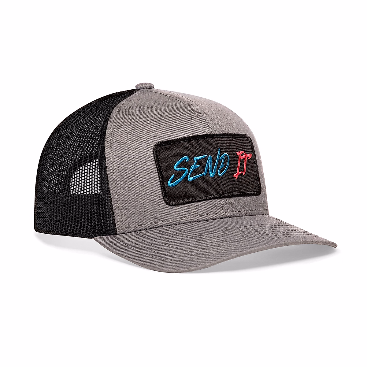 HAKA Trucker Hat – Send it Hat, Mesh Outdoor Hat for Men & Women, Adjustable Snapback Baseball Cap, Golf Hat (Gray/Black)