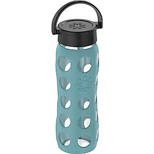 Lifefactory 22-Ounce Glass Water Bottle with Classic Cap and Protective Silicone Sleeve, Aqua Teal
