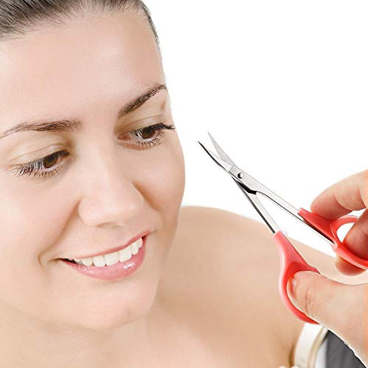 2 Pack Curved Craft Scissors Small Scissors Beauty Eyebrow Scissors Stainless Steel Trimming Scissors for Eyebrow Eyelash Extensions, Facial Nose Hair (4 Inch)