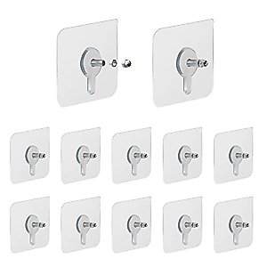 Chris.W 12Pcs Wall Screw Nails Stickers No Drilling No-Trace Wall Mount Hanging Nails Heavy Duty Reusable Adhesive Sticky Screw for Shower Room Bathroom Kitchen Shelf Basket Mouting(10MM)