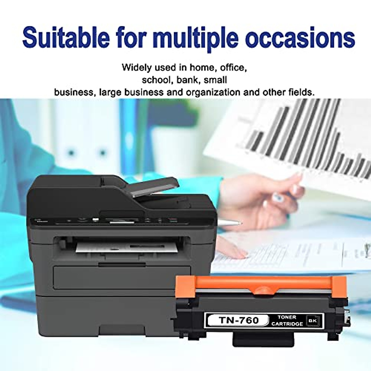 (1 Pack,Black) TN760 TN-760 Compatible Toner Cartridge Replacement for Brother DCP-L2550DW MFC-L2710DW MFC-L2750DW MFC-L2750DWXL HL-L2350DW HL-L2370DW Toner Cartridge Printer