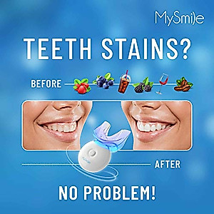 MySmile Teeth Whitening Kit with LED Light, 10 Min Non-Sensitive Fast Teeth Whitener with 3 Carbamide Peroxide Teeth Whitening Gel, Helps to Remove Stains from Coffee, Smoking, Wines, Soda, Food