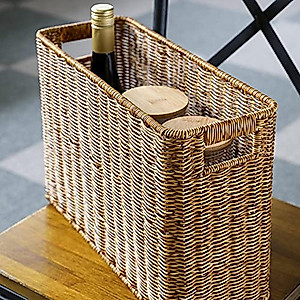 Ipetboom Snack Container Magazine Storage Basket Decorative Plastic Water Hyacinth Storage Basket Desktop Basket Bin Woven Closet Storage Organizer Bin Farmhouse Rustic Decor Drawer Tray