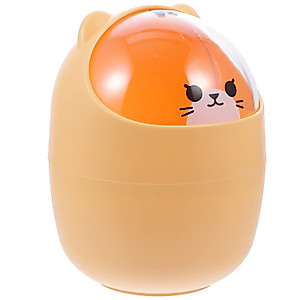 Homoyoyo Mini Garbage Bin Mini Kawaii Cute Bear Trash Bin, Nordic Style Tiny Trash Can, Mini Trash Can with Lid for Office Bedroom Use Mini Desk Bin