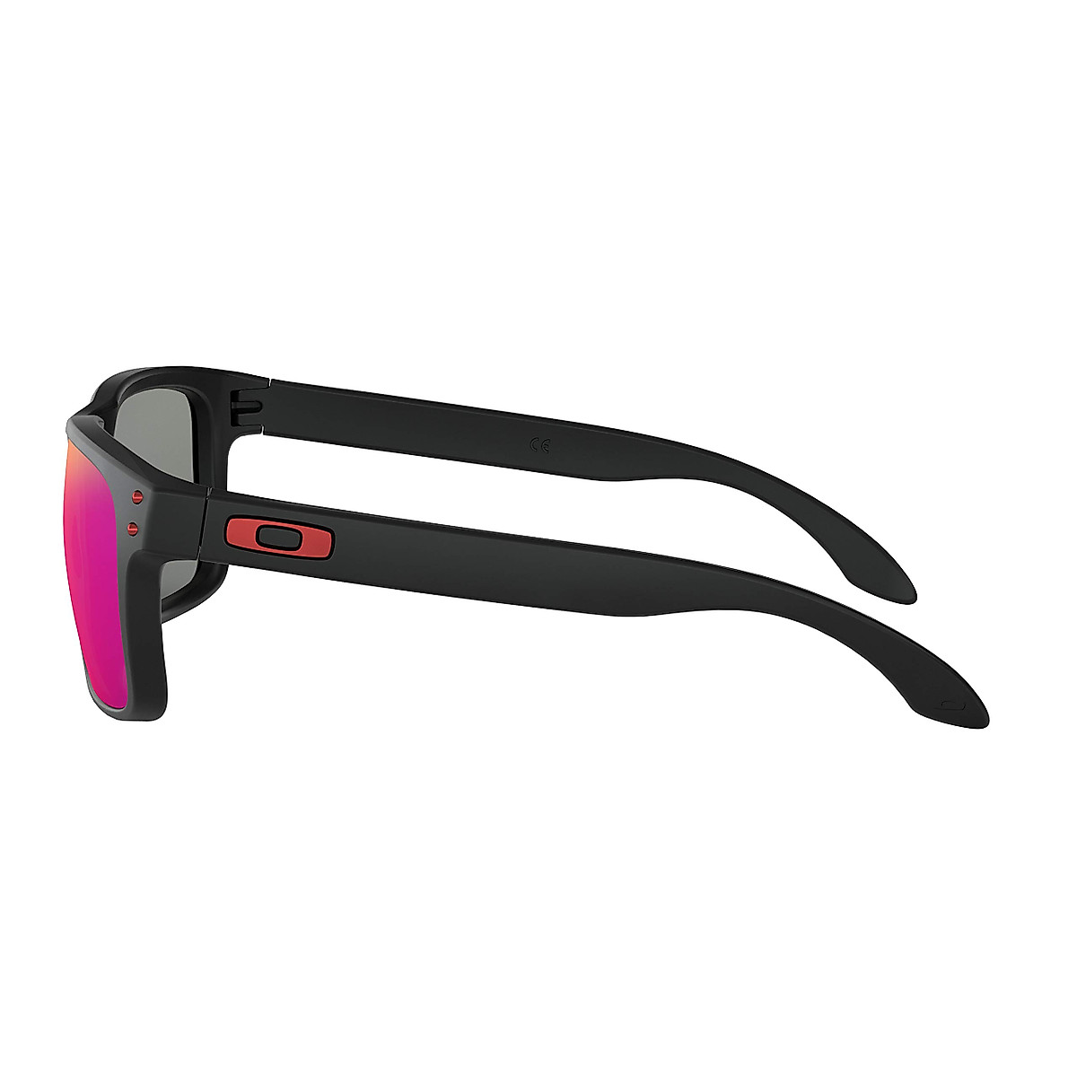 Oakley Holbrook Sunglasses (Matte Black Frame / Positive Red Iridium Lens) with USA Flag Lens Cleaning Kit