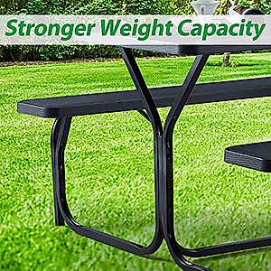 ECOTOUGE 5 FT Portable Picnic Table Benches Set for Outdoor, Heavy Duty Camping Picnic Tables, Weather Resistant, Suitable Patio, Garden for Adult(Black)