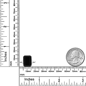 Gem Stone King 925 Sterling Silver Gemstone Birthstone Solitaire Engagement Ring | Emerald Cut 14X10MM Ring For Women | Available In Size 5, 6, 7, 8, 9