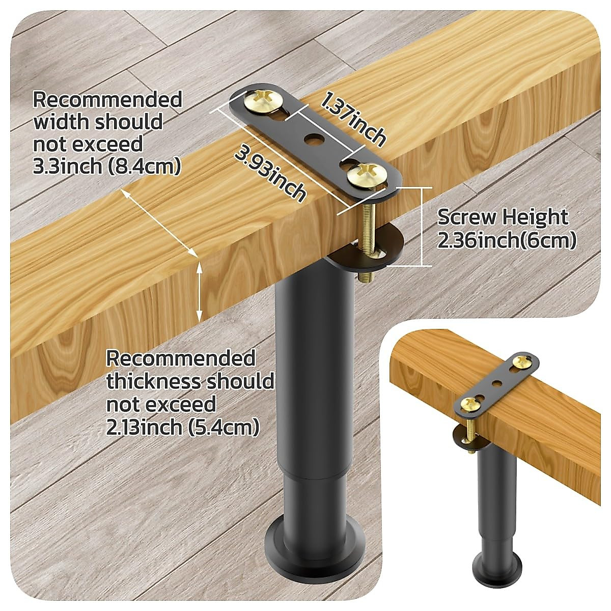 Bed Support Legs Metal Legs Adjustable Height Bed Frame Support 7.08-12.6 inch Adjustable Bed Legs Replacement Heavy Duty Center Support Legs for Steel Bed, Steel Bed, Sofa, Table, Furniture Cabinet