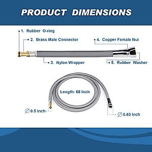 Grandiance Replacement Hose Kit for Moen Pull Down Kitchen Faucet 150259, Compatible with Moen Kitchen Sink Faucet Replacement Part 150259/187108, Reflex Moen Pull Down Hose, 68" Quick Connect Hose