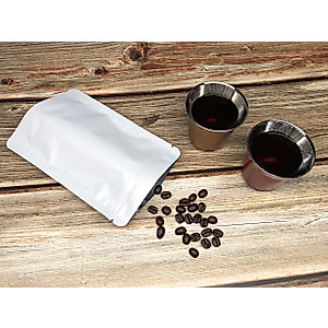 Chamigon 100 Pack Resealable Mylar Stand Up Pouch for Food Storage - 4.3x6.3 Inches Smell Proof Packaging Bag, Heat Sealable Foil Zipper Bags, Sample Pouches – Matte White