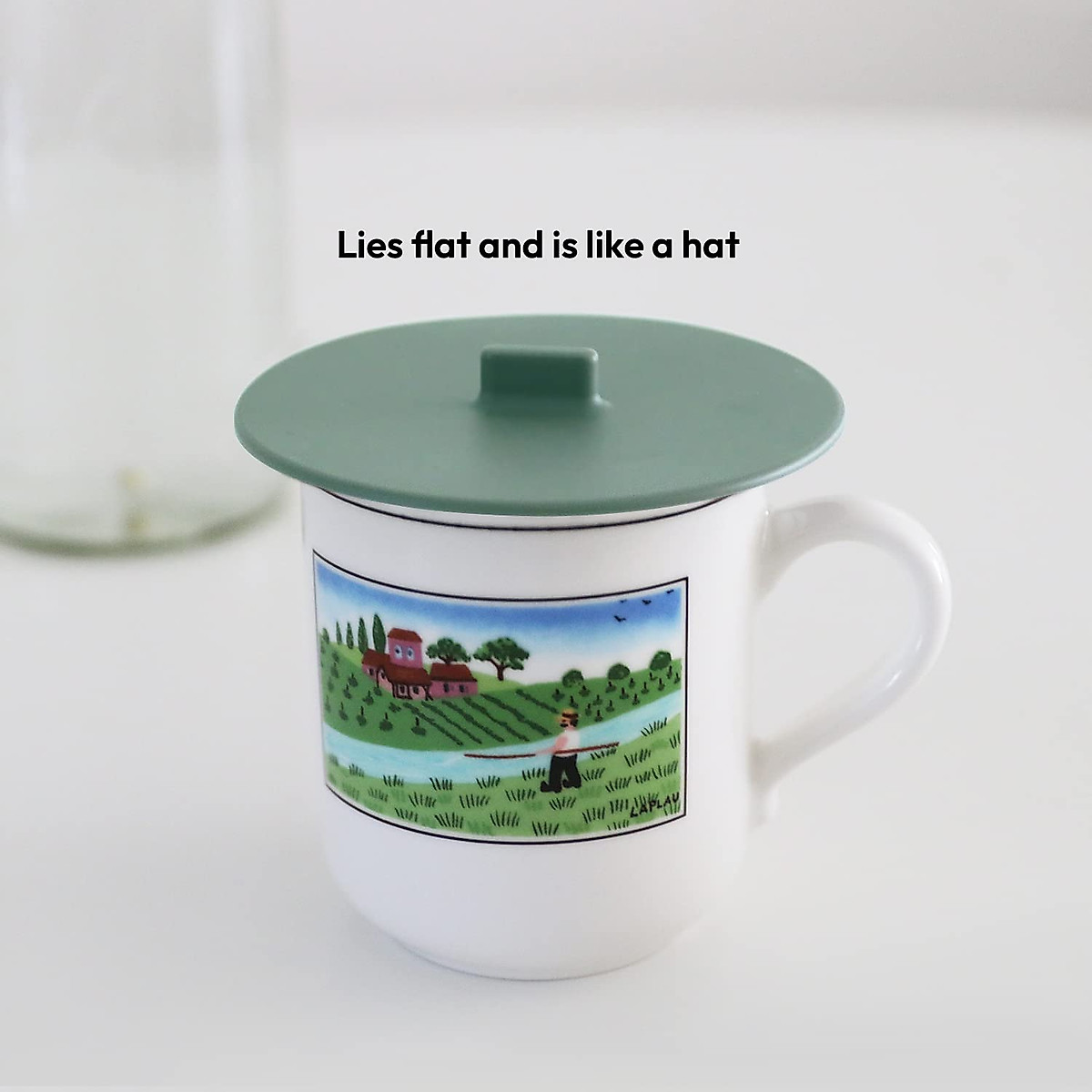 Carrotez Silicone Cup Covers for Drinks, 3.9 Inch Reusable Silicone Mug and Cup Lids for Steeping Coffee and Tea, Set of 2 - Soy Green