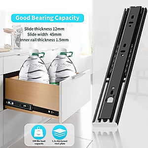 YENUO Push to Open Drawer Slides Full Extension Rail 12 14 16 18 20 22 24 inch handleless Side Mount Dresser Cabinet Bracket Replacement Ball Bearing Tracks kit Guide Runner 100lb 1Pair
