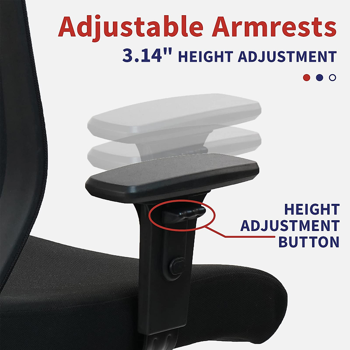 CLATINA Heavy Duty Office Chair 400lbs, Big and Tall, High-Back Executive Desk Chair with Extra Wide Thick Seat, Adjustable Armrests, Ergonomic Mesh Computer Chair for Home Office (1PK)