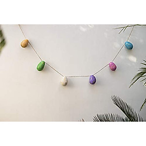 De Kulture Handmade Premium Wool Felt Easter Stuffed Egg Garland Eco Friendly Eastertide Wall Hanging Home Office Wedding Party Holiday Decoration Banner |48 Inch