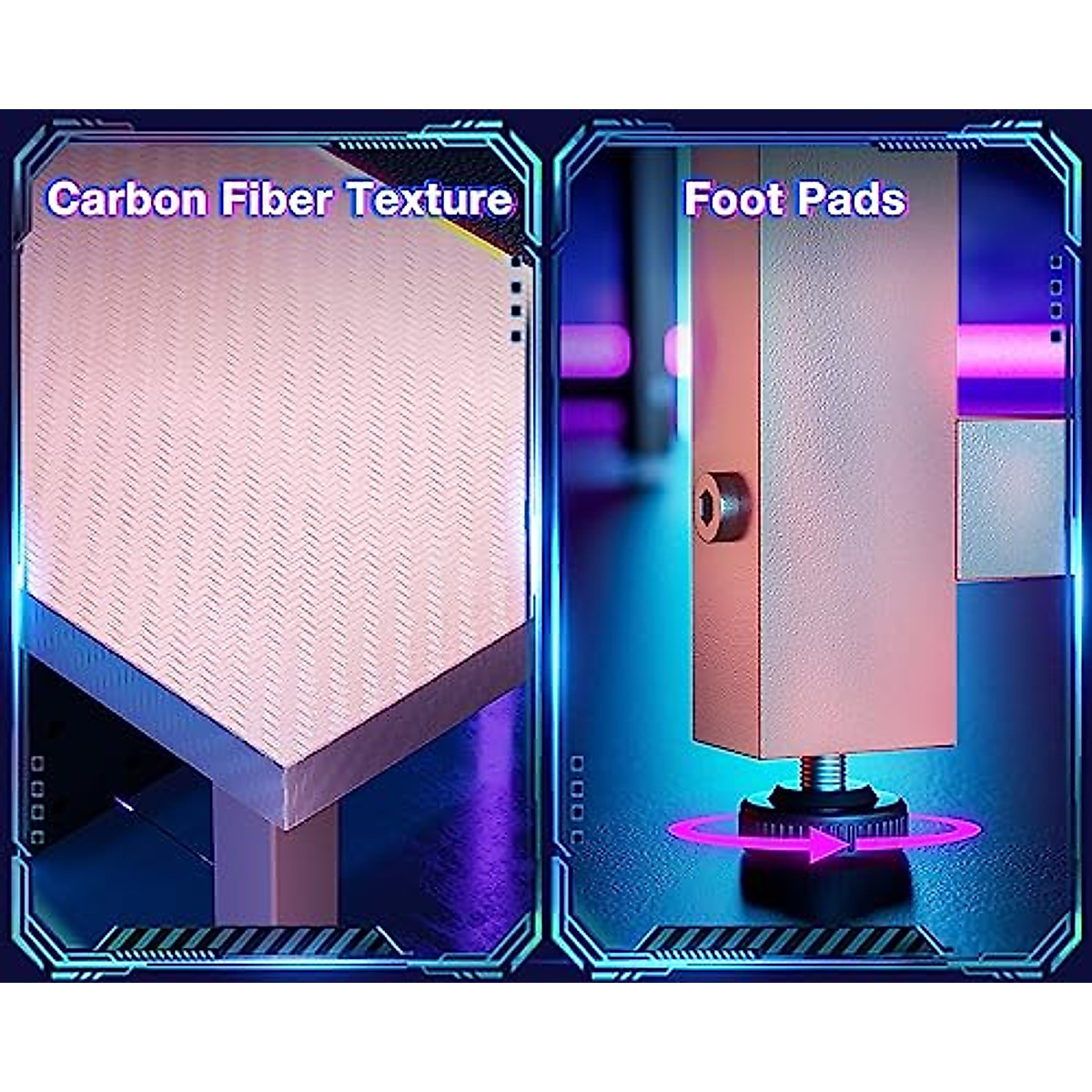 ODK L Shaped Gaming Desk, 51 Inch Computer Desk with Monitor Stand, PC Gaming Desk, Corner Desk Table for Home Office Sturdy Writing Workstation, Carbon Fiber Surface, Pink…