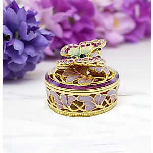 JWT Astyle Elegant Butterfly Jewelry Trinket Boxes.Enameled Decorative Keepsake Ring Box Holder Necklace Earrings Organizer Home Decor.Butterfly Gifts for Women