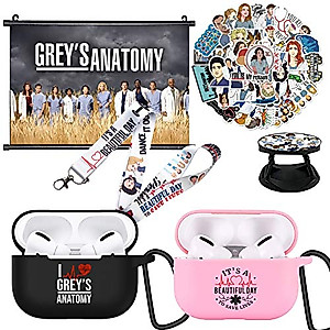 Greys Anatomy Merchandise, Airpod Case Cover + Poster + Stickers + Phone Holder + Lanyard for AirPods Pro/3