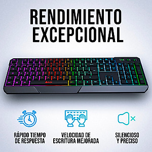 KLIM Chroma Wireless - Teclado inalámbrico Gaming ESPAÑOL + Teclado Gaming ligero, duradero, resiste al agua, ergonómico, silencioso + Teclado Gamer PC PS4 Xbox One Mac + Nueva VERSIÓN 2024 + Negro