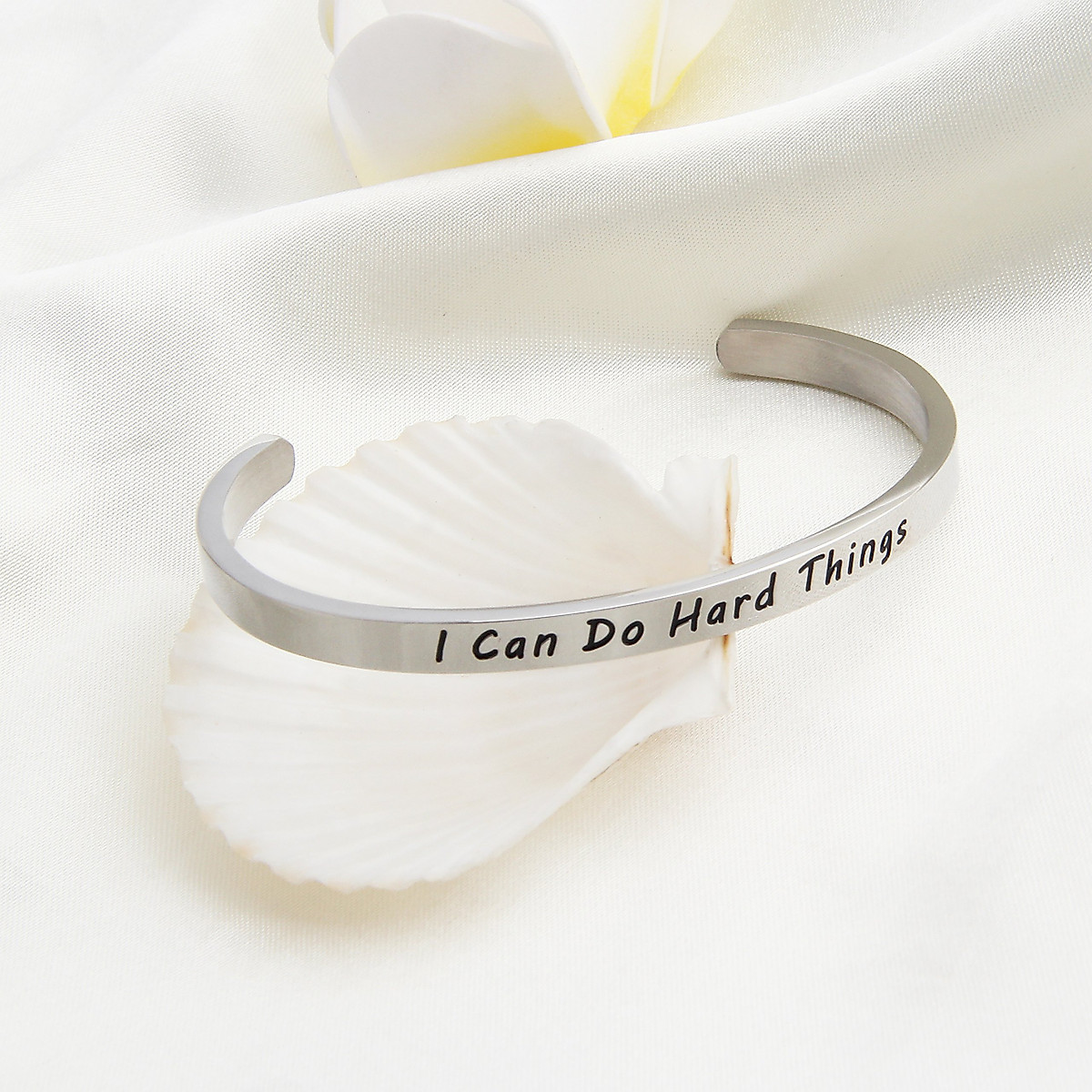 MAOFAED I can do hard things Cuff Bracelet Inspiration Jewelry Goddaughter gifts (Silver)